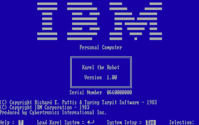 Karel the Robot 1.00 | PCjs Machines