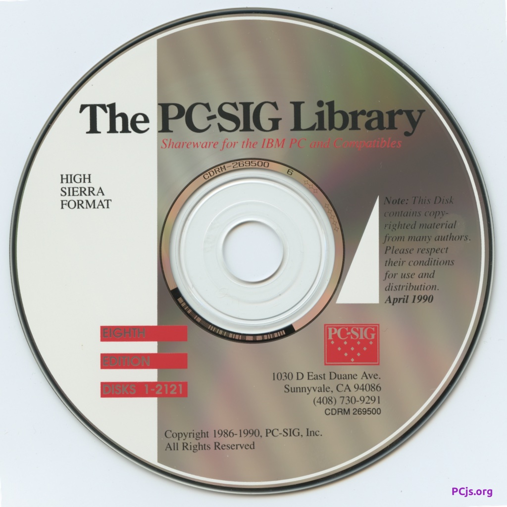 PC SIG Diskette Library Disks 1 999 PCjs Machines